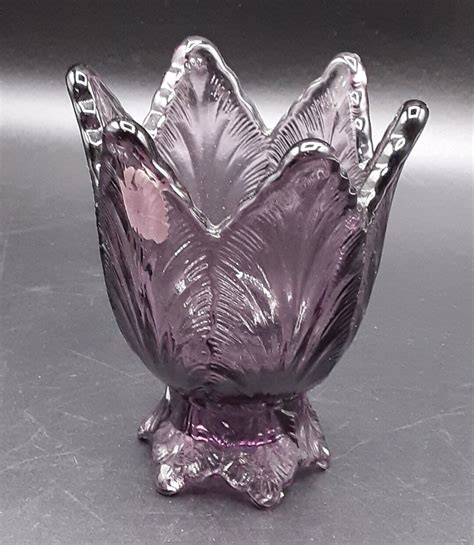 Fenton Art Glass Tulip Style Two Way Votive Candleholder Violet Purple