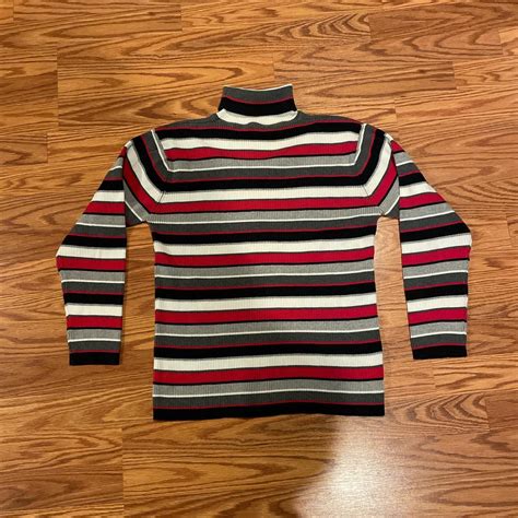 Ribbed Turtle Neck Sweater Red Black White And Grey Depop