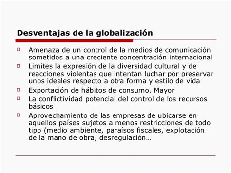 Ventajas Y Desventajas De La Globalización Cuadro Comparativos
