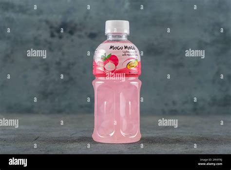 DOHA QATAR APRIL 28 2020 A Bottle Of Mogu Mogu Lychee Juice With