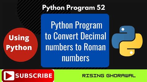 Python Program To Convert Given Integer Number To Roman Numerals In