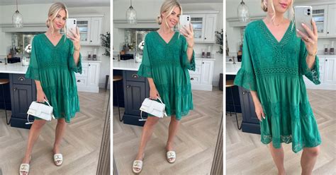 Green V Neck Knee Length Dress Silkfred Us