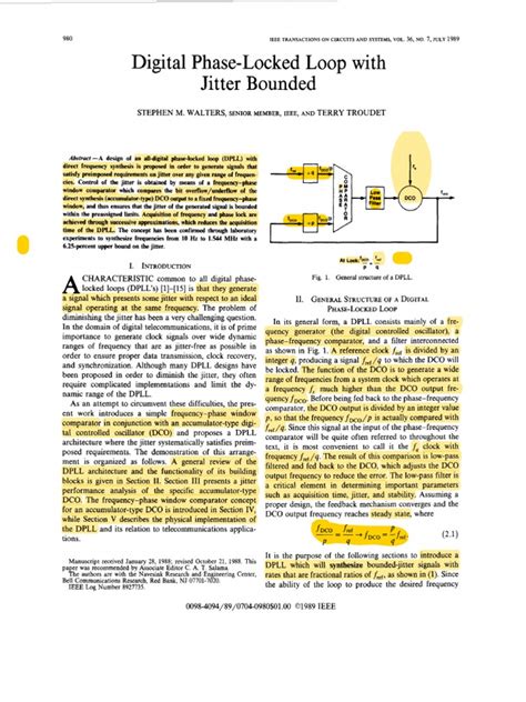 Digital Phase Locked Loop With Jitter Bounded Pdf Computing