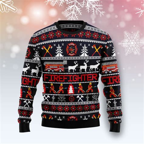 Firefighter Christmas Christmas Wool Sweater Robinplacefabrics