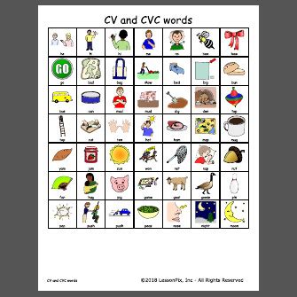 Cv And Cvc Words