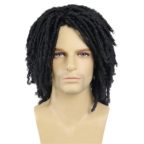 Phocas Mens Wig Short Dreadlock Wigs For Men Twist Short Braided Wigs Black Wig
