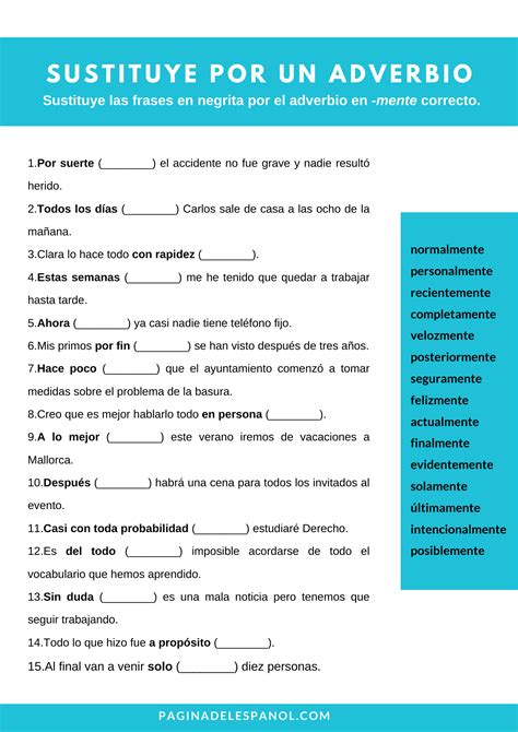 Sustituye Por Un Adverbio En 2023 Recursos De Enseñanza De Español