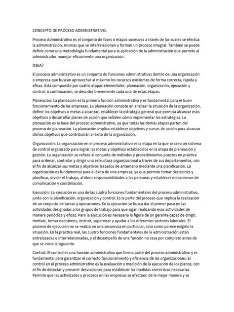 Concepto De Proceso Administrativo Pdf Planificación Business
