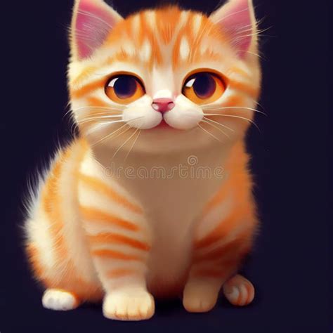 Cute Adorable Big Eyes Kitty Kitten Cat Portrait Orange Chubby Stock