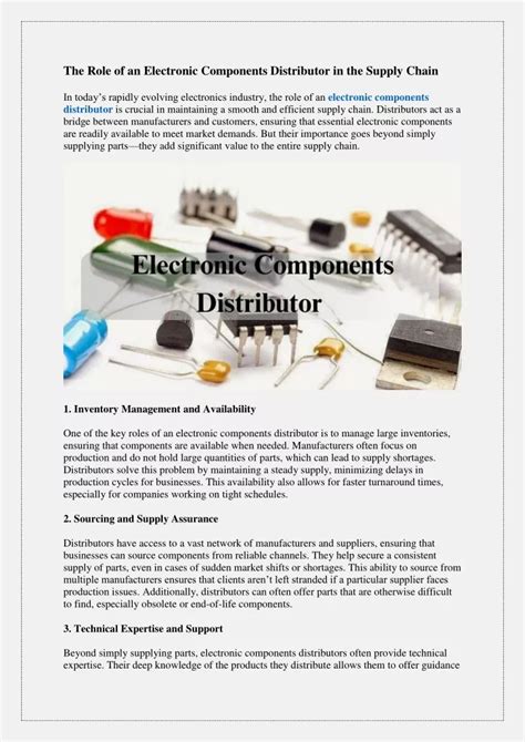 Ppt The Role Of An Electronic Components Distributor In The Supply