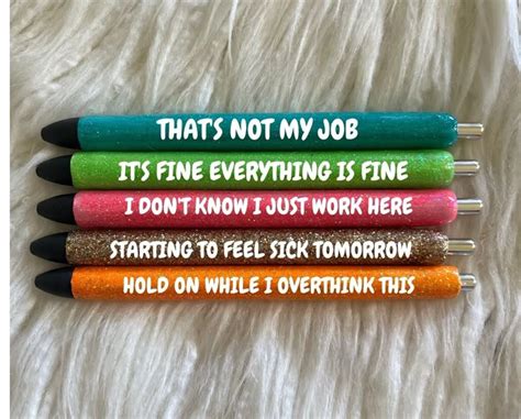 Fun Sayings Office Weekday Glitter Pens Sassy Work Pens Etsy