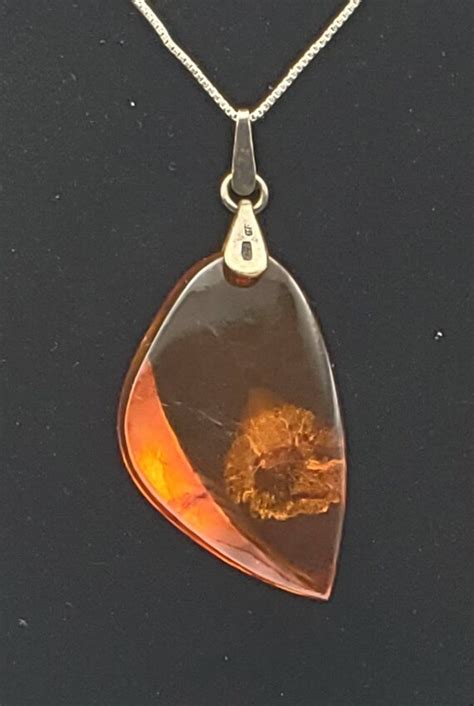 Vintage Soviet Fossilized Resin Modernist Freeform Sc… Gem