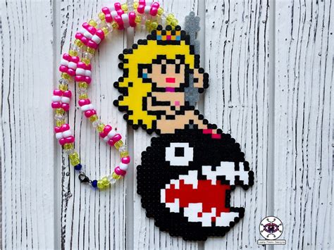 Princess Peach Perler Necklace By Leaky Pixels • Peach Perler • Chomp