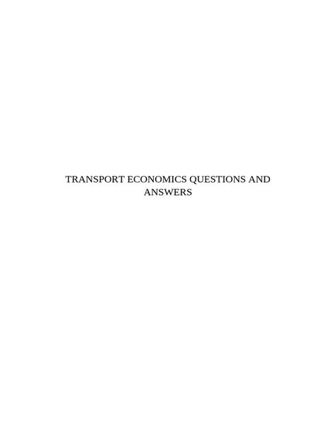 Transport Ecoz Qsns And Answers Pdf Elasticity Economics Demand