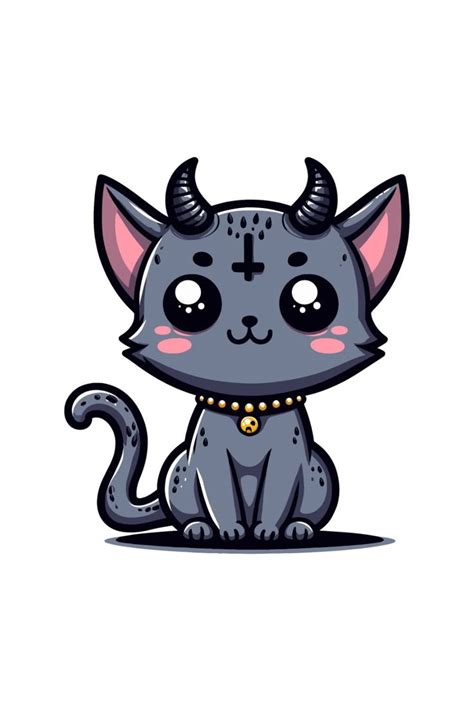 Cute Baphomet Cat Sticker Adorable Occult Kitty Illustration