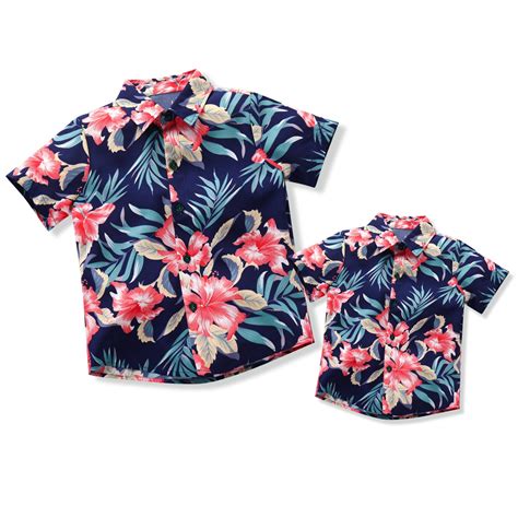 Fymnsi Daddy And Me Hawaiian Matching Outfits Father Son Tropical Print