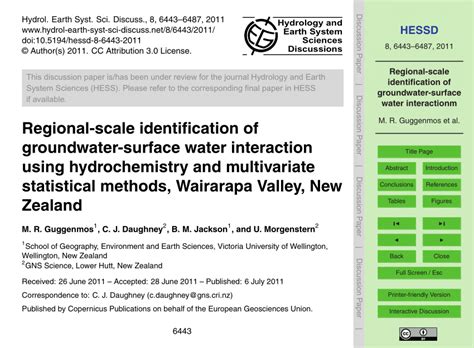Pdf Regional Scale Identification Of Groundwater Surface Water Interaction Using