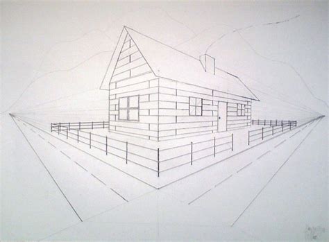 Learn To Draw A House In One Point Perspective One Point Perspective