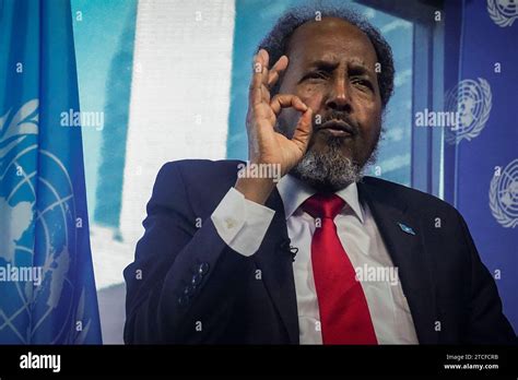 Somalias President Hassan Sheikh Mohamud Speaks During An Interview On
