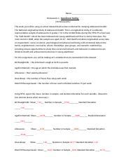 Hypothesis Testing 2 Docx Name Homework 2 Hypothesis Testing 30 Total Points This Week You