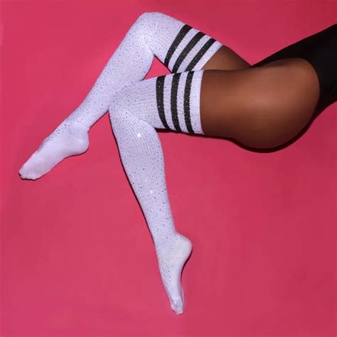 Sexy Striped Knee High Socks Rhinestone Stockings Buy Sexy Striped