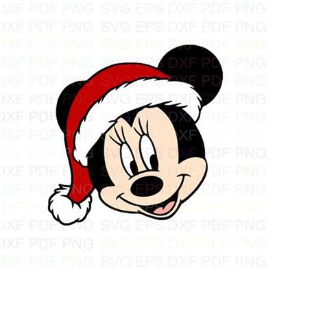 Minniesantafacechristmashatmickeymouse Svg Dxf Eps Pdf Inspire