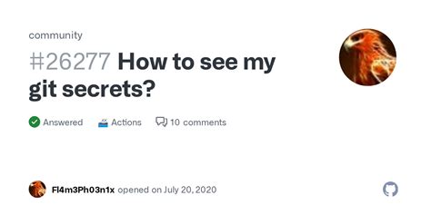 How To See My Git Secrets · Community · Discussion 26277 · Github