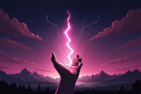 Premium Ai Image Vector Illustration Hand Holding Pink Lightning