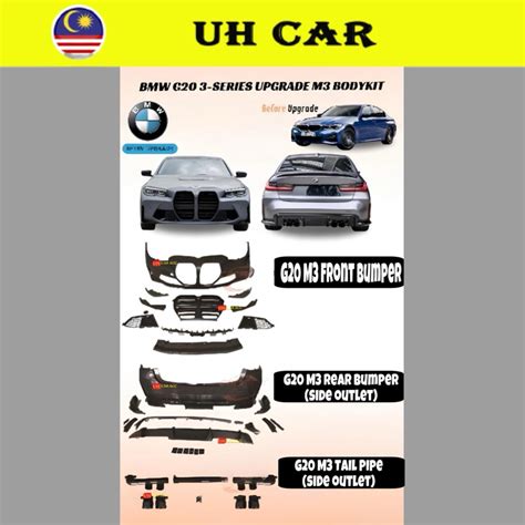 BMW G20 3 Series Convert To G80 M3 Front Rear Bumper Bodykit Skirt Skirting Diffuser Lip