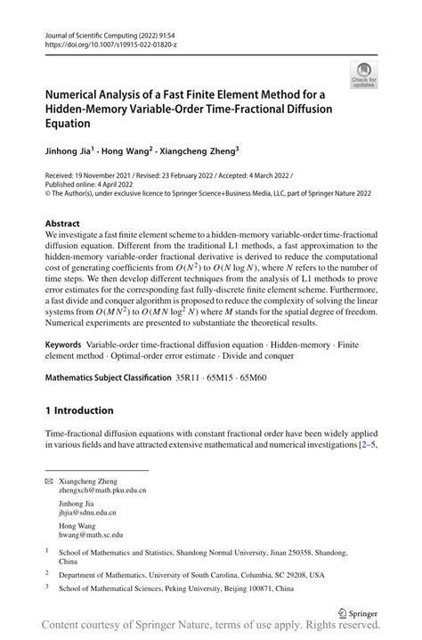 Numerical Analysis Of A Fast Finite Element Method For A Hidden Memory Variable Order Time