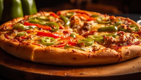 Свежеиспеченная пицца с моцареллой и овощами созданная искусственным