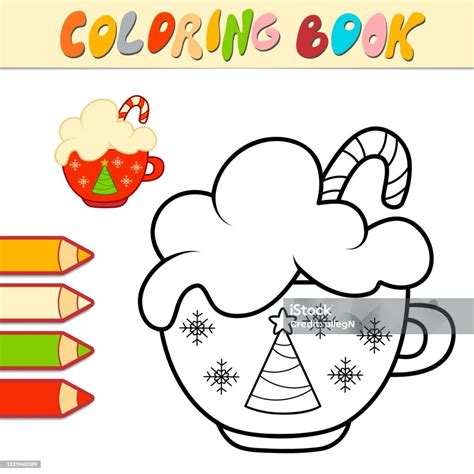 아이들을위한 색칠 공부 또는 색칠 페이지 크리스마스 컵 흑백 벡터 0명에 대한 스톡 벡터 아트 및 기타 이미지 0명 검은색 만화 Istock
