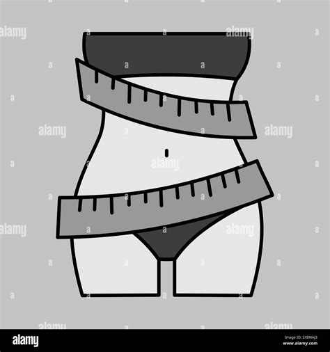 Elegant Women S Waist With Measuring Tape Vector Grayscale Icon Graph