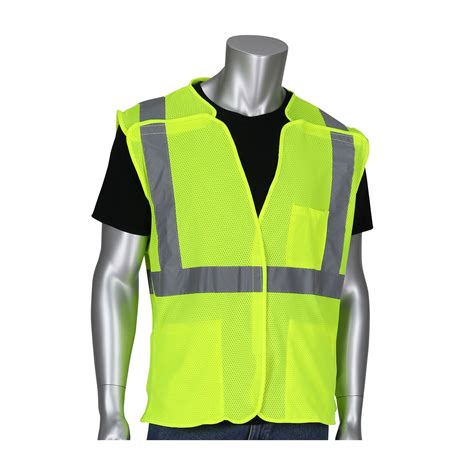 Ansi Type R Class 2 Three Pocket Mesh Breakaway Vest Hi Vis Yellow 1