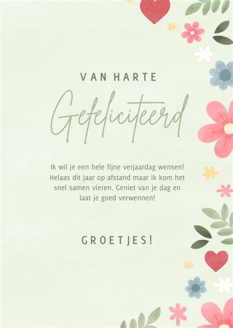 Fleurige Verjaardagskaart Met Bloemen En Kaartje2go