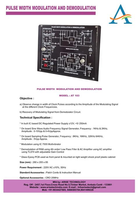 Plastic Pulse Width Modulation And Demodulation Trainer Kit For