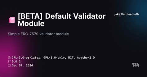 Beta Default Validator Module Published Smart Contract