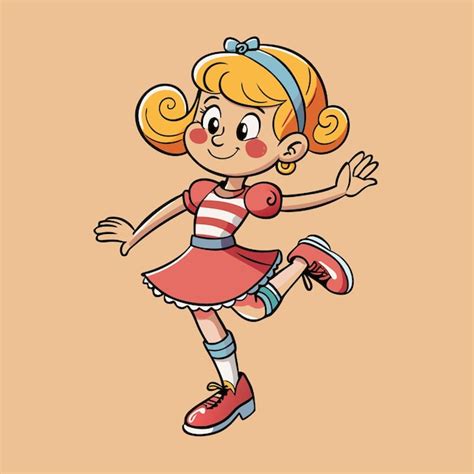 Premium Vector Cute Girl Doing Tap Dancing Cartoon Vector Design