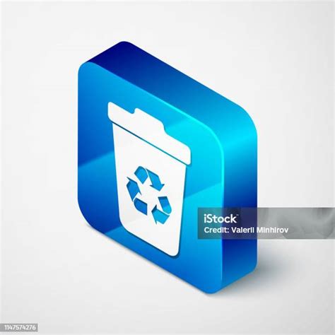 Ilustración De Papelera De Reciclaje Isométrica Con Icono De Símbolo De