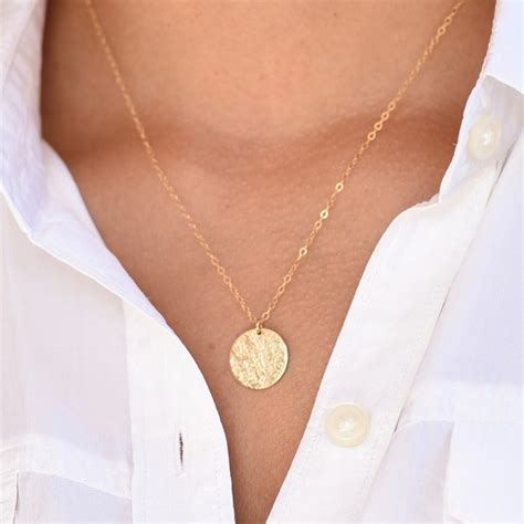 Gold Disc Necklace Etsy