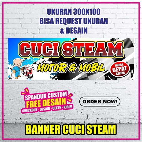 Jual Spanduk Banner Cuci Motor Mobil Ukuran 300x100 Bisa Custom