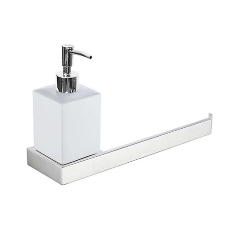 Nes Home Modern Chrome Towel Bar With Soap Dispenser
