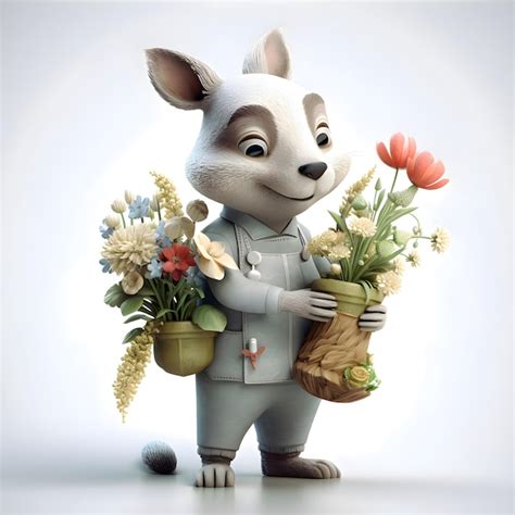 Premium Ai Image Easter Bunny With Easter Eggs And Flowers 3d Rendering
