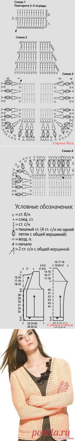 Жакет крючком Все в ажуре вязание крючком Страна Мам в