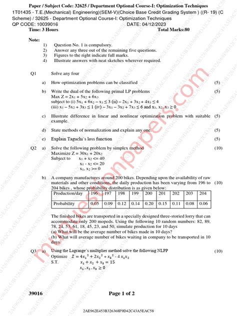 Ot 2 Pdf Applied Mathematics Mathematical Optimization
