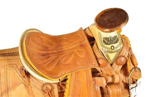 Mid 20th Century Border Tooled Mexican Saddle Jj