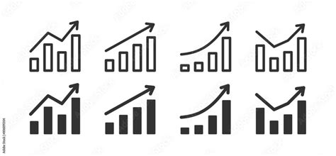 Graph Growth Icon Statistic Diagram Vector Chart Arrow Diagram