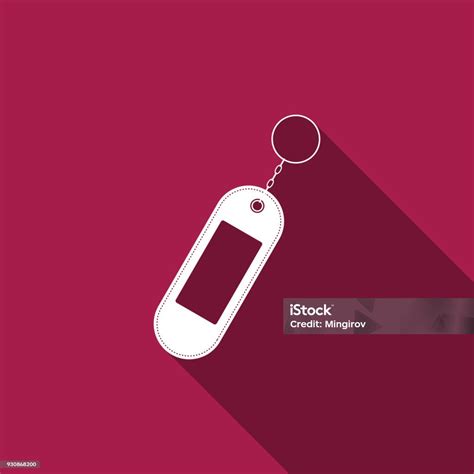 열쇠 고리 아이콘 긴 그림자와 격리입니다 키 체인 반지와 빈 사각형 키체인 평면 디자인입니다 벡터 일러스트 레이 션 0명에 대한