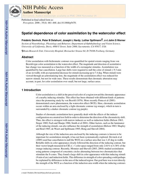 Pdf Spatial Dependence Of Color Assimilation By The Watercolor Effect