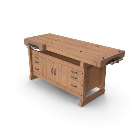 Oak Workbench With Drawers And Cabinet Png Images And Psds For Download